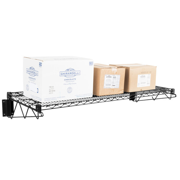 Regency 18" x 48" Black Epoxy Wire Wall Mount Shelf