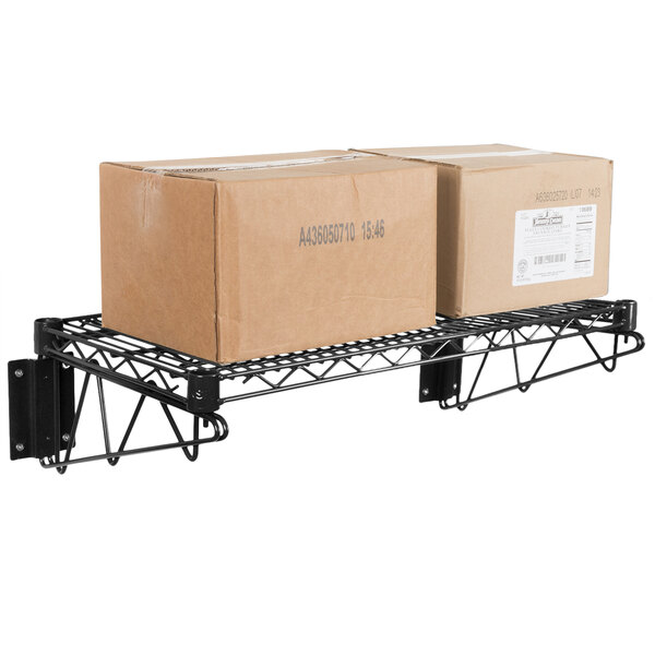 Regency 14" x 36" Black Epoxy Wire Wall Mount Shelf