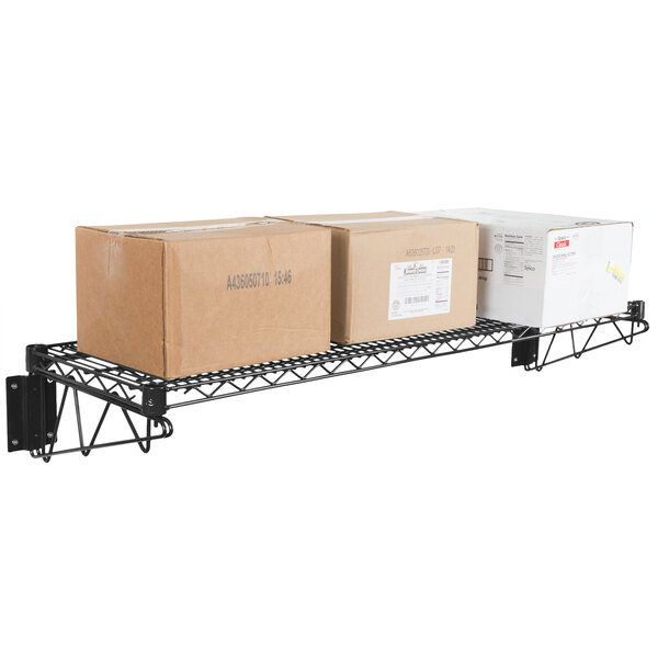 Regency 14" x 48" Black Epoxy Wire Wall Mount Shelf