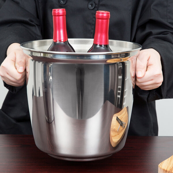 Vollrath 47625 8 Qt. Stainless Steel Double Bottle Wine Bucket with Handles