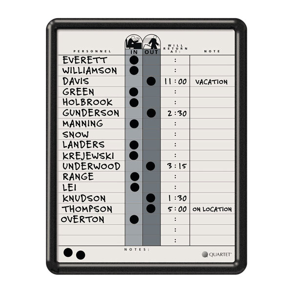 Quartet 750 14" x 11" Magnetic Porcelain In-Out Whiteboard with Black ...