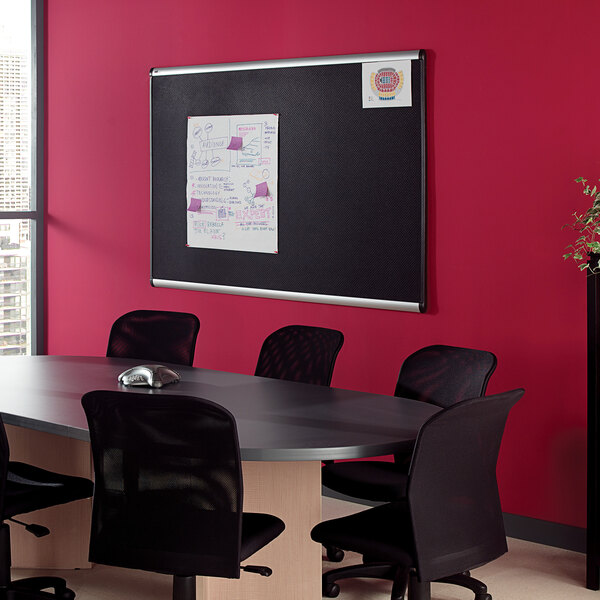 Quartet B343A 24" x 36" Black Embossed Foam Bulletin Board with Silver ...