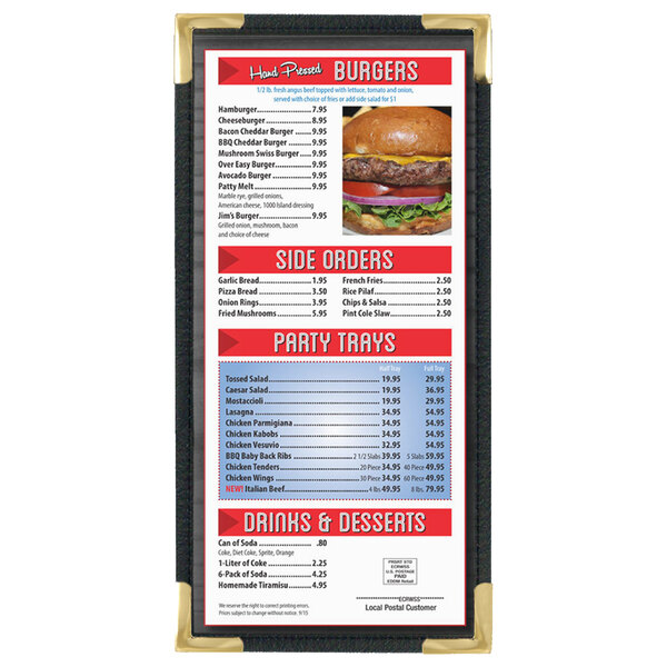 Menu Solutions RS110BA Royal Select Series 4 1/4" x 11" Customizable ...