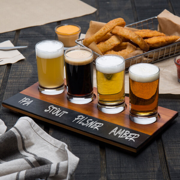 Acopa Write-On Flight Tray with Straight Up Tasting Glasses