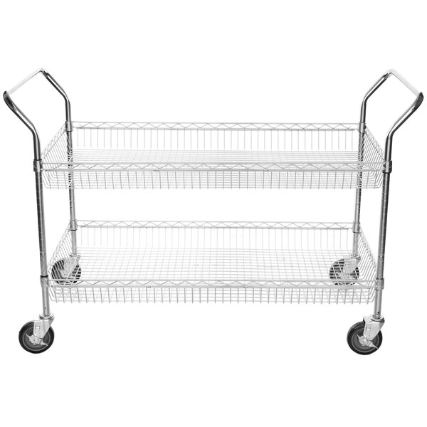 Regency Chrome Two Basket Utility Cart - 24" x 48" x 36"