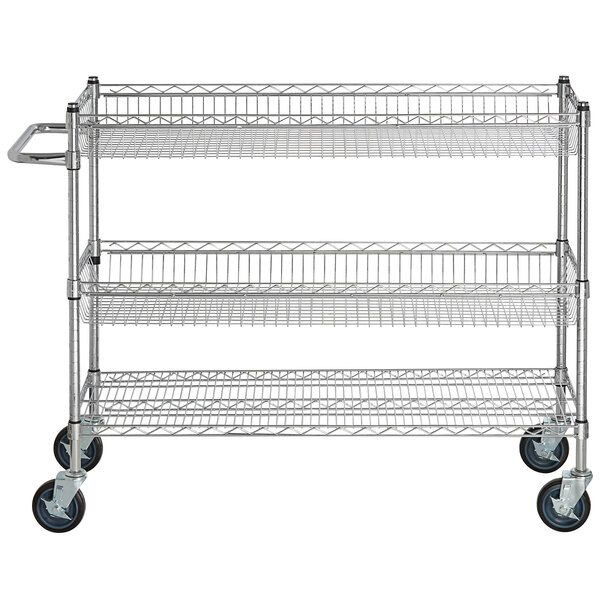 Regency Chrome Two Basket and One Shelf Utility Cart - 18" x 48" x 39"