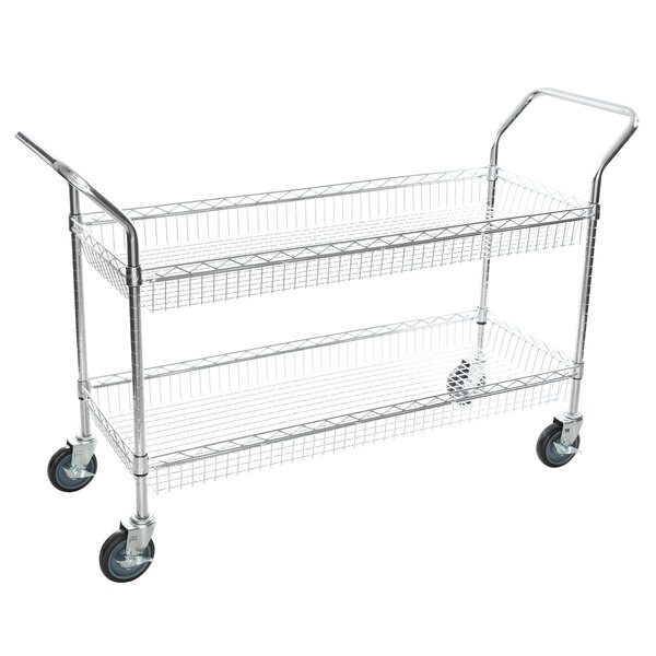 Regency Chrome Two Basket Utility Cart - 18" x 48" x 36"