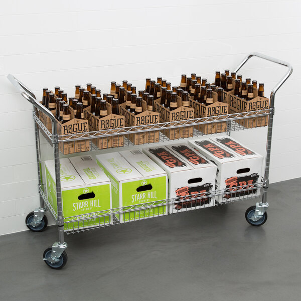 Regency Chrome Two Basket Utility Cart - 18" x 48" x 36"