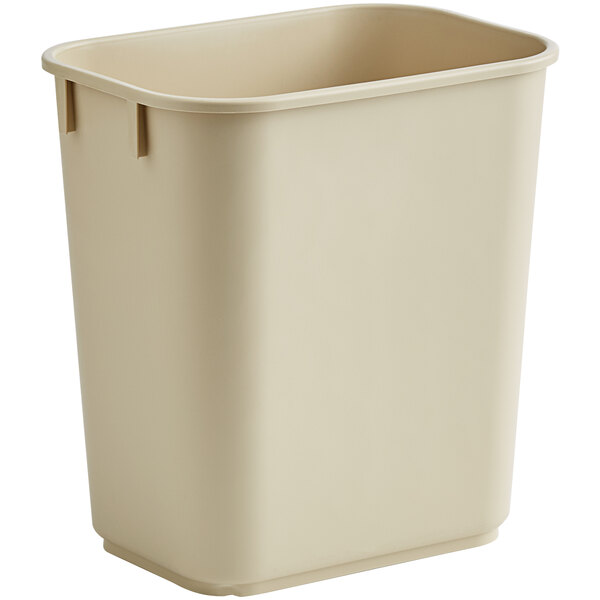 Lavex Janitorial 13 Qt. / 3 Gallon Beige Rectangular Wastebasket ...