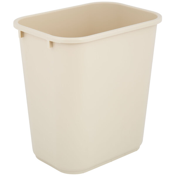 Lavex Janitorial 28 Qt. / 7 Gallon Beige Rectangular Wastebasket ...