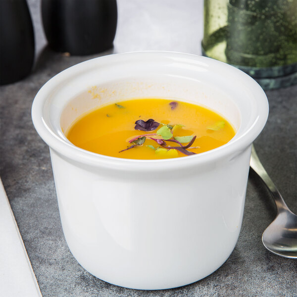 Tuxton BWS-1605 16 oz. White Petite China Marmite Soup Crock / Bowl ...
