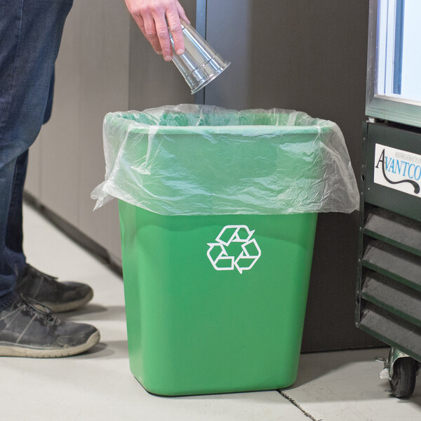 Lavex Janitorial 41 Qt. / 10 Gallon Green Rectangular Recycling ...