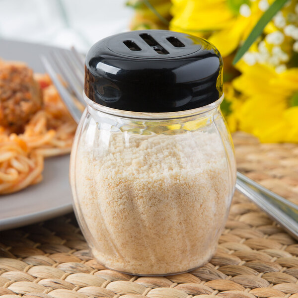 Tablecraft C260SLTBK Black Plastic Slotted Shaker Top - 12/Pack