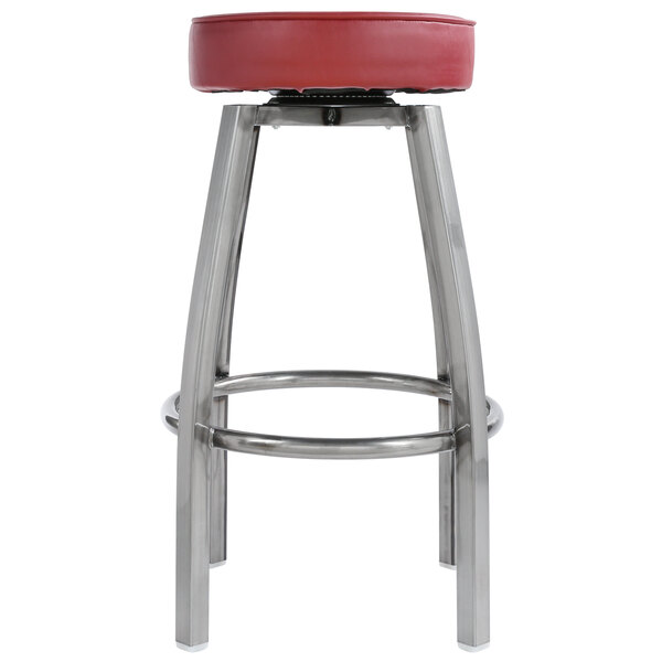 Lancaster Table & Seating Clear Coat Swivel Backless Bar Stool with ...