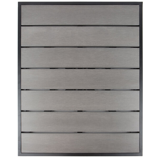 BFM Seating Seaside 24" x 30" Rectangular Gray with Black Aluminum ...