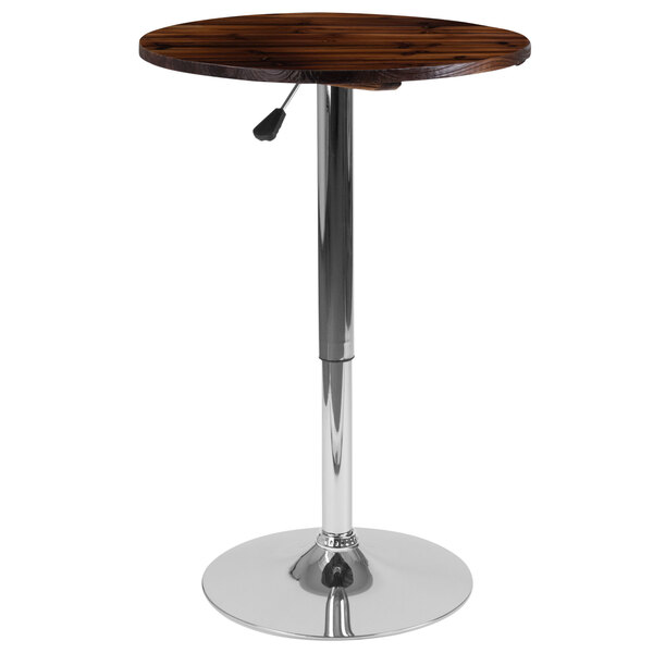 Flash Furniture CH-9-GG 23 1/2" Round Adjustable Height Rustic Walnut ...