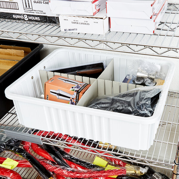 Metro MTB93060W 23" x 18" x 6" White Divider Tote Box