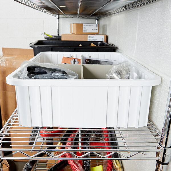 Metro MTB93060W 23" x 18" x 6" White Divider Tote Box