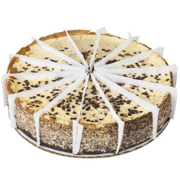 Pellman 60 oz. 9" Pre-Cut Chocolate Chip Cheesecake - 6/Case