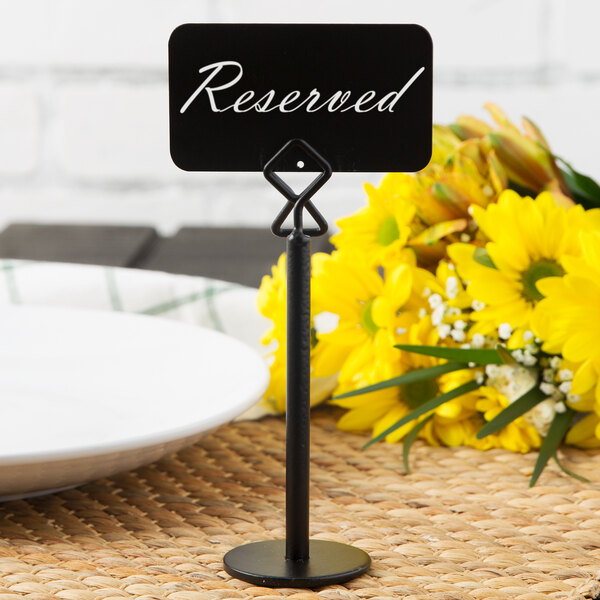 Tablecraft BKC2206 6" Black Metal Menu / Card Holder