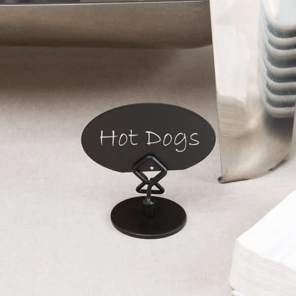 Tablecraft BKC2202 2" Black Metal Menu / Card Holder