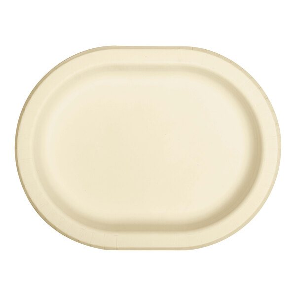Creative Converting 372607 12" x 9 1/4" Ivory Oval Paper Platter - 8/Pack