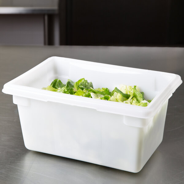 Rubbermaid FG350400WHT White Polyethylene Food Storage Box - 18" x 12" x 9"