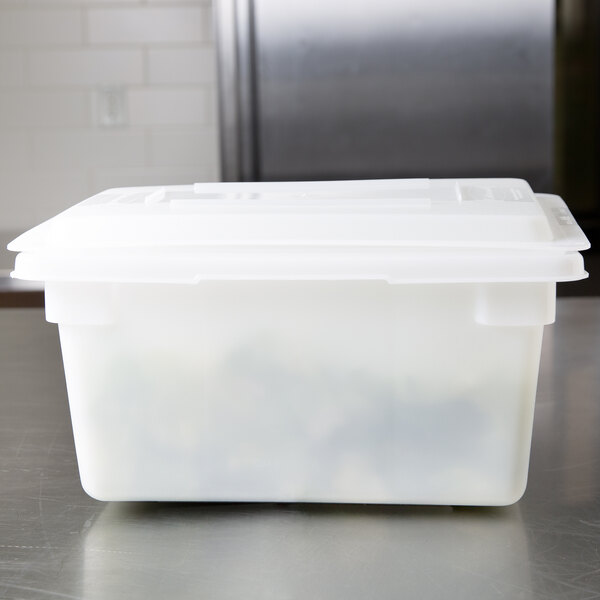 Rubbermaid FG350400WHT White Polyethylene Food Storage Box - 18" x 12" x 9"