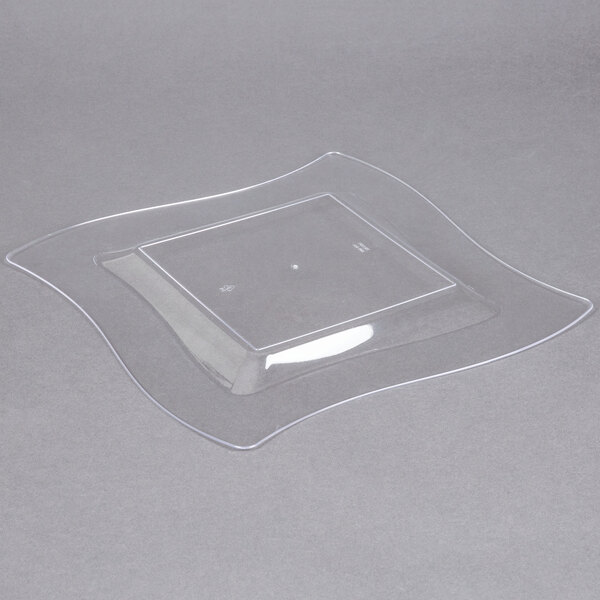 Fineline Wavetrends 109-CL 9 1/2" Clear Plastic Square Plate - 120/Case