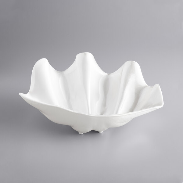 Winco 5 Qt. White Shell Shaped Plastic Bowl 19" x 12 7/8"