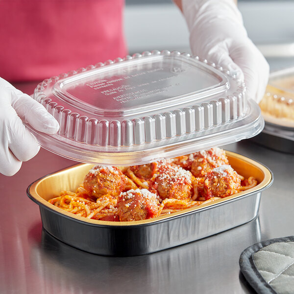 Ovenable Take & Bake Small Gold Foil Takeout Pan w/ Lid