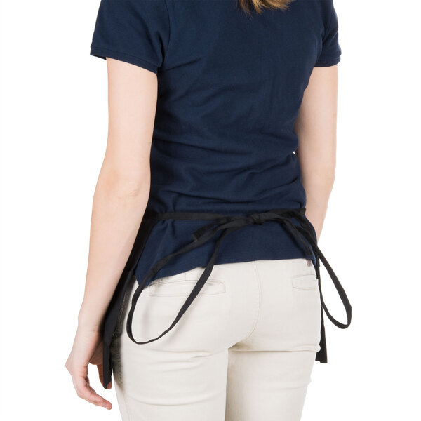 Chef Revival Black Poly-Cotton Customizable Waist Apron with 3 Pockets ...