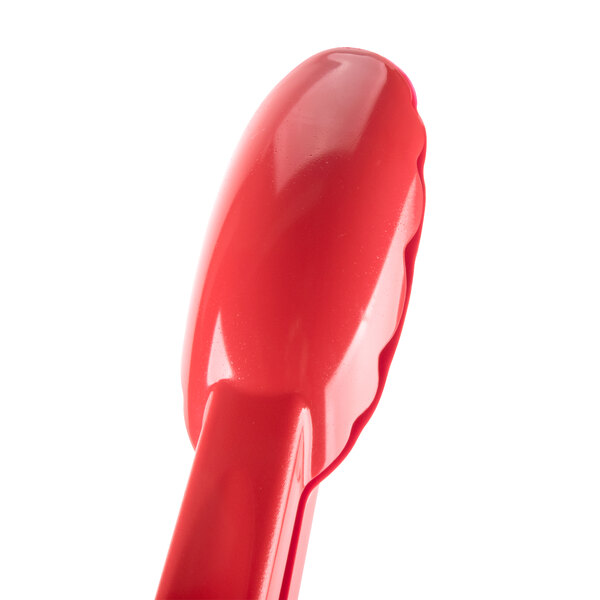 Cambro 9TGS404 Lugano 9" Red Scallop Grip Plastic Tongs