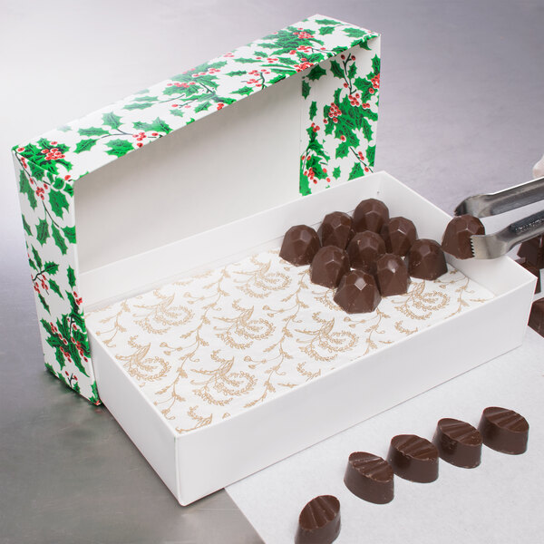 2 lb. Holiday Holly Candy Box (in Bulk) - 125/Case