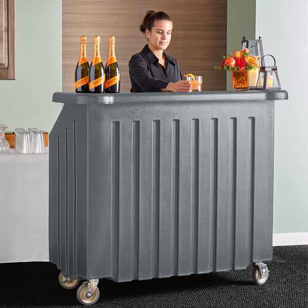Cambro BAR540191 Cambar® Granite Gray 54" Portable Bar with 5-Bottle ...