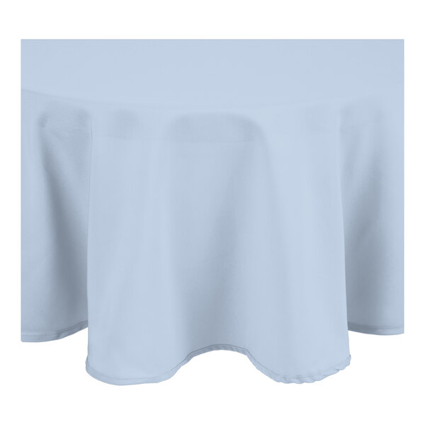 Intedge 72" Round Light Blue Seamed 100% Polyester Hemmed Cloth Table Cover
