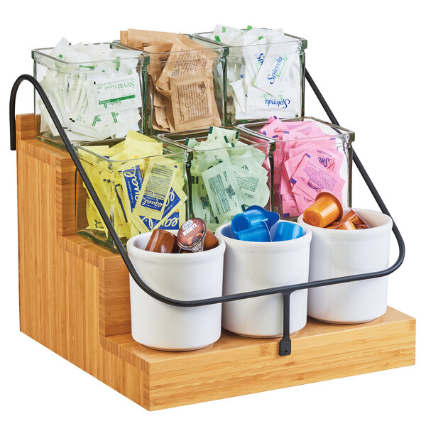 Cal-Mil 3638-60 Bamboo 14 1/2" x 13" x 12 1/4" Condiment Station