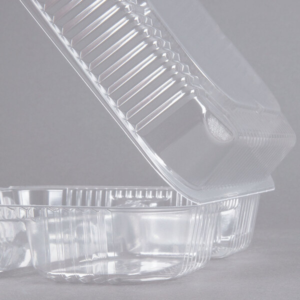 Durable Packaging PXT-833 Duralock 8" x 8" x 3" Three Compartment Clear ...