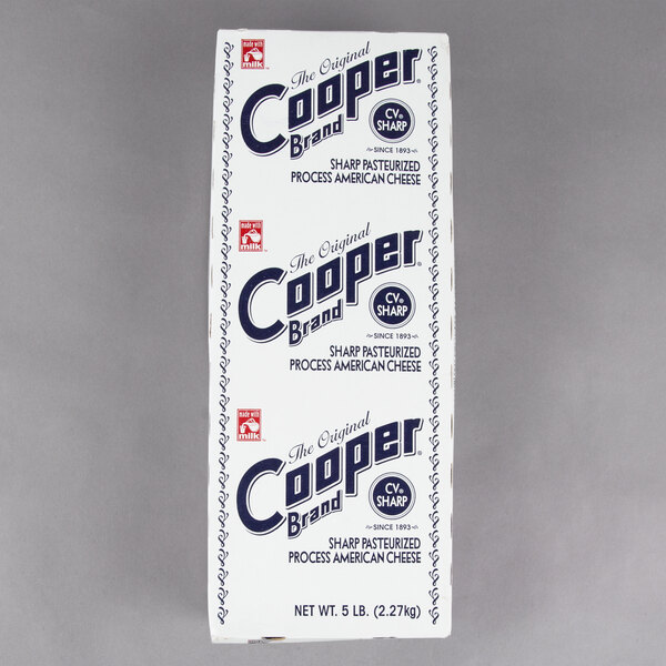 Cooper® Cheese CV Sharp White American Cheese - 5 lb. Solid Block