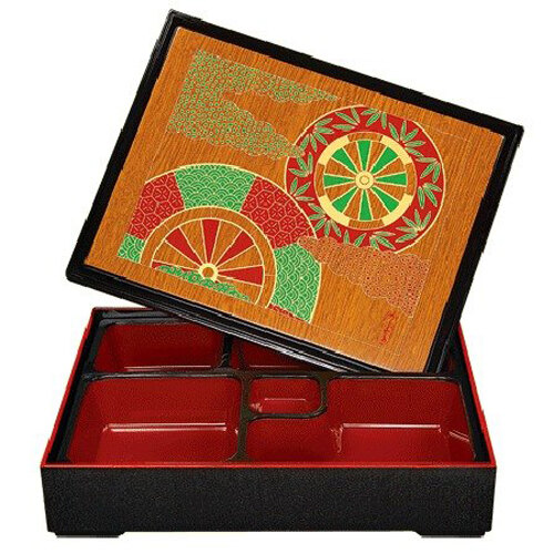 GET 5 Compartment Bento Box (Black & Red) - 12/Pack