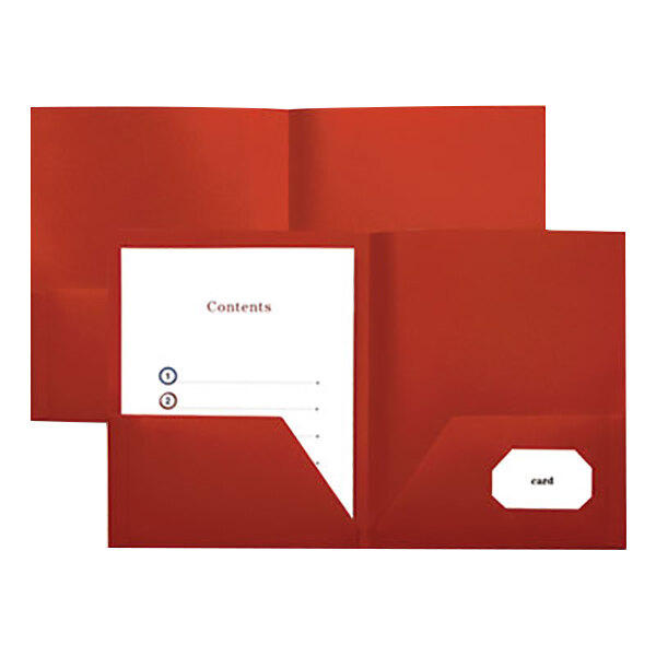 Universal UNV20543 Letter Size 2-Pocket Plastic Folder - Red - 10/Pack