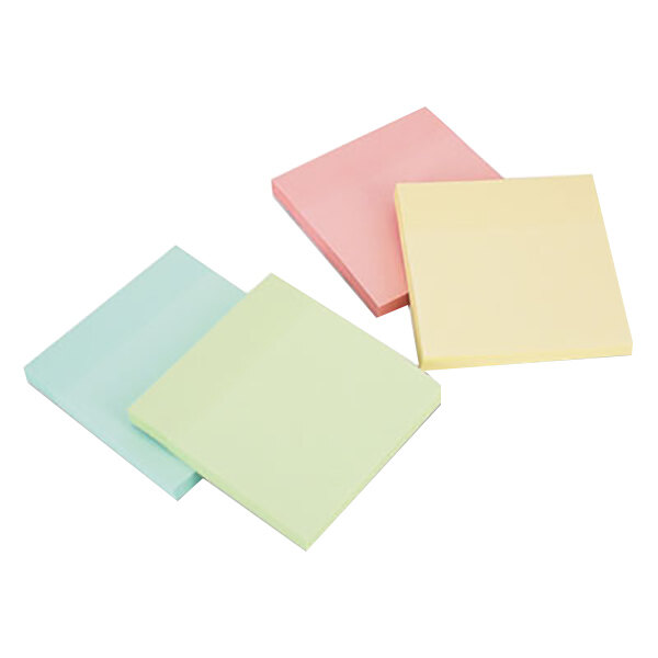 Universal UNV35695 3" x 3" Pastel 90-Sheet Self-Stick Note Pad - 24/Pack