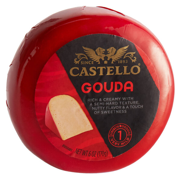 Castello 7 oz. Imported Gouda Cheese Wheel in Red Wax - 12/Case
