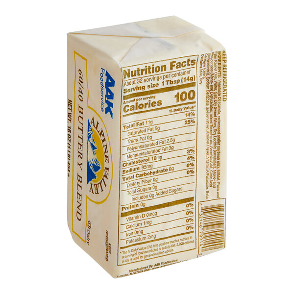 Alpine Valley 1 lb. 60 / 40 Buttery Blend Solid - 30/Case