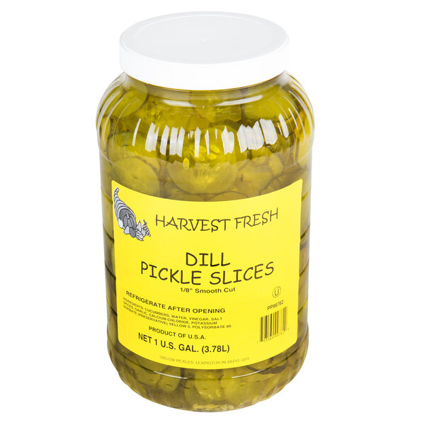Harvest Fresh 1 Gallon Smooth Cut 1/8" Dill Pickle Slices - 4/Case