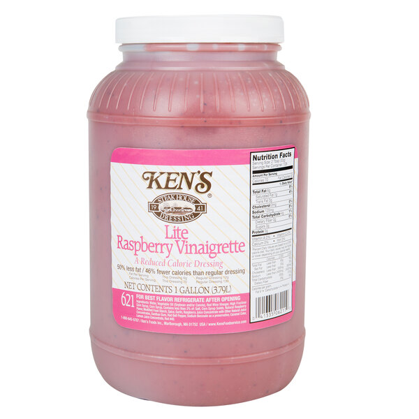 Ken's Foods 1 Gallon Lite Raspberry Vinaigrette Dressing - 4/Case