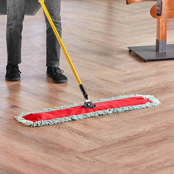 Lavex 36" x 5" All-In-One Microfiber Dust / Dry Mop with 60" Handle
