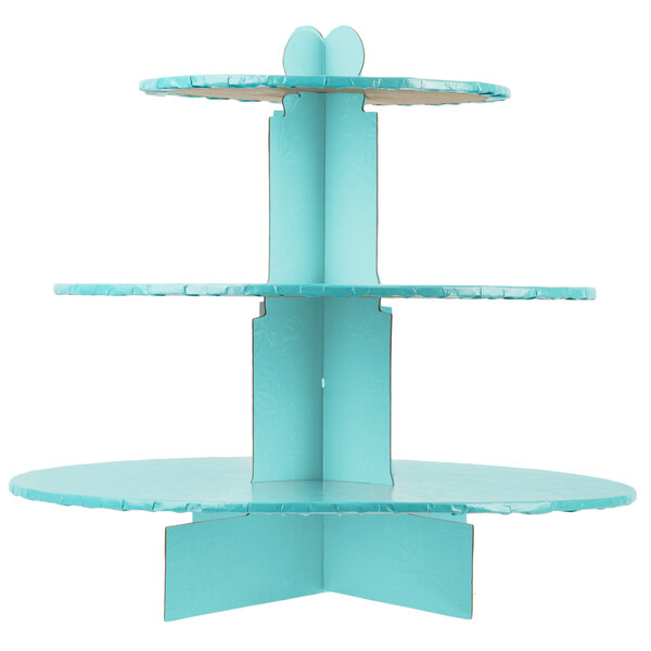 Enjay CS-BLUE 3-Tier Disposable Blue Cupcake Treat Stand