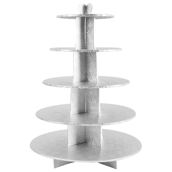 Enjay CS-5T-SILVER 5-Tier Disposable Silver Cupcake Treat Stand