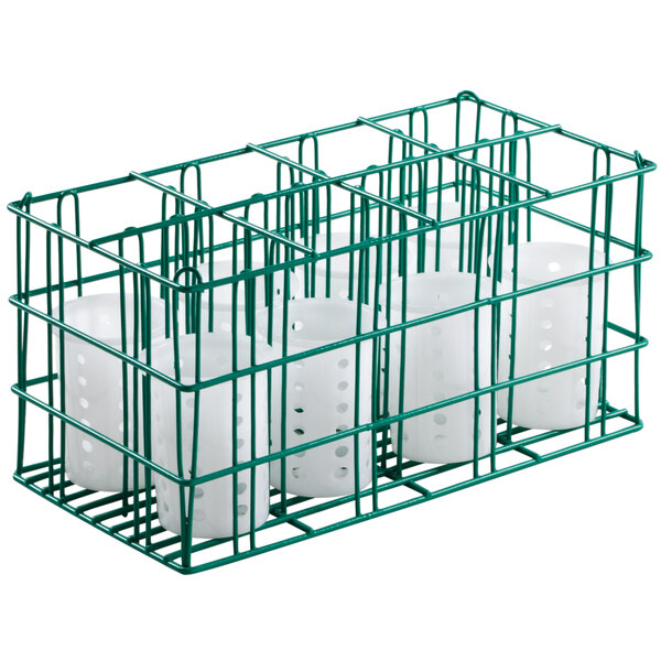 Mircrowire 8 Compartment Flatware Rack with White Plastic Cylinders - 4 ...